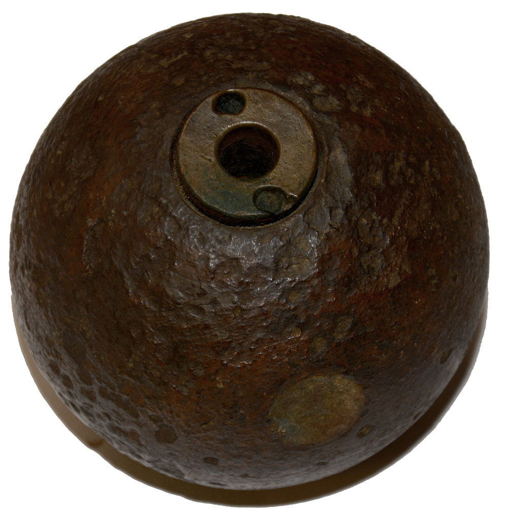 CS 4.52” 12-POUNDER, SPHERICAL CASE SHOT, LEAD SIDE LOADER PLUG FROM ...