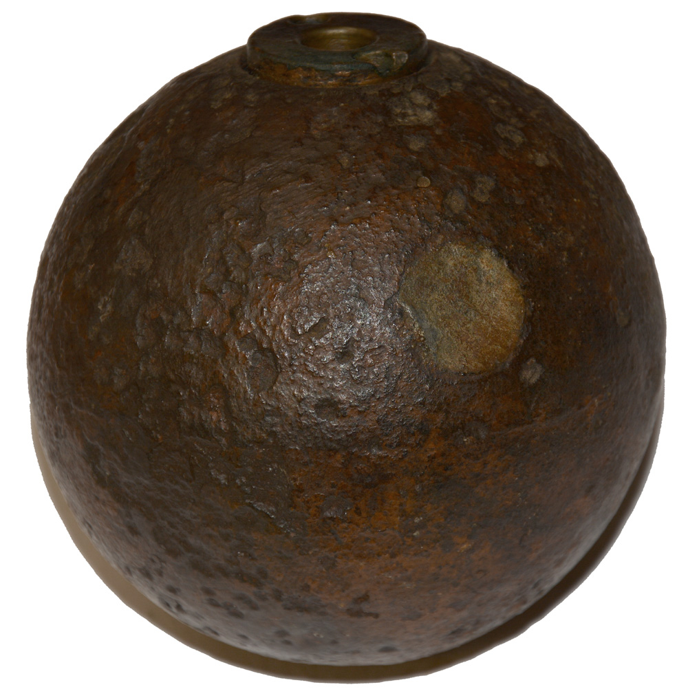 CS 4.52” 12-POUNDER, SPHERICAL CASE SHOT, LEAD SIDE LOADER PLUG FROM ...