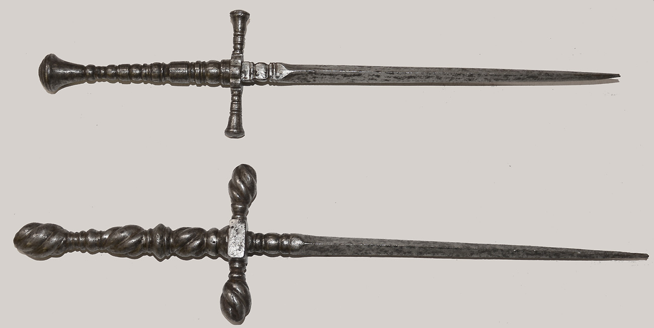 PAIR OF NORTH ITALIAN IRON STILETTO DAGGERS, C. MID-17TH CENTURY OR ...
