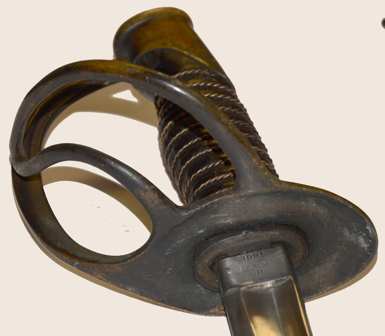 AMES MODEL 1860 LIGHT CAVALRY SABER DATED 1865 WITH RACK NUMBERS ...