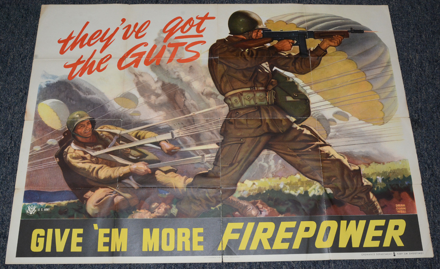 WWII ORDNANCE DEPT. POSTER - ‘THEY’VE GOT THE GUTS ! / GIVE ‘EM MORE ...