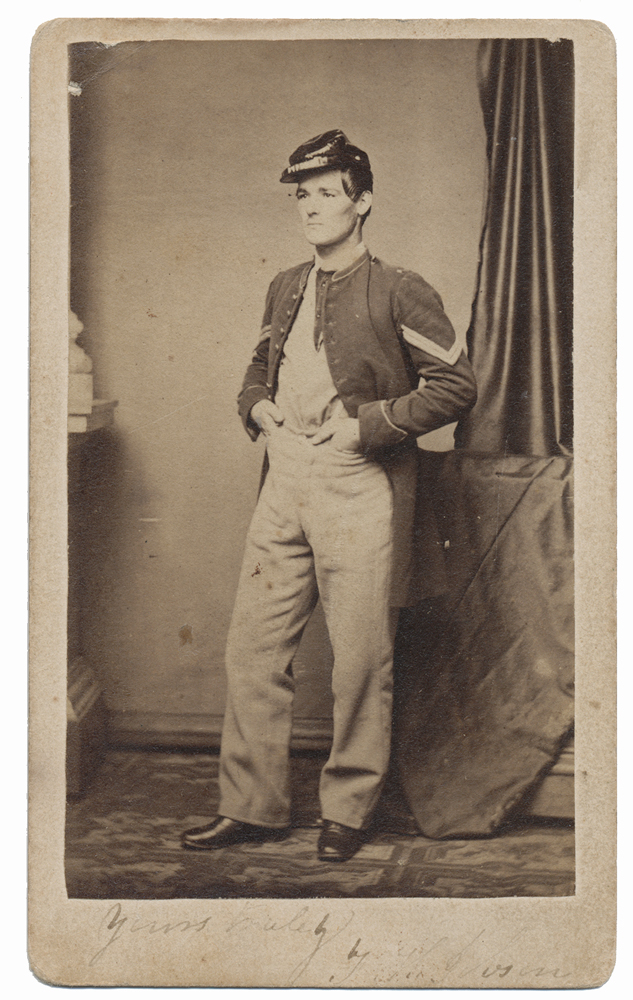 CDV OF THOMAS GIBSON, 23RD PA INFANTRY, BIRNEY’S ZOUAVES — Horse Soldier