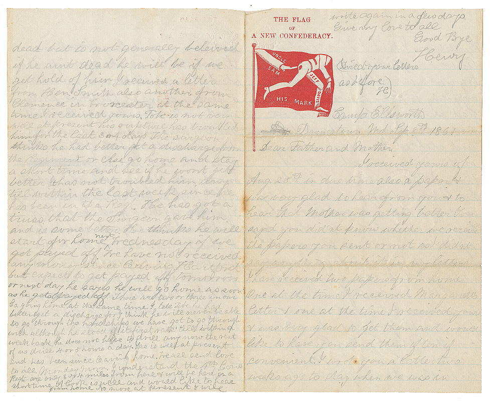 SEPT. 1861 UNION SOLDIER LETTER—HENRY F. PRINDLE, CO. “B”, 5th ...