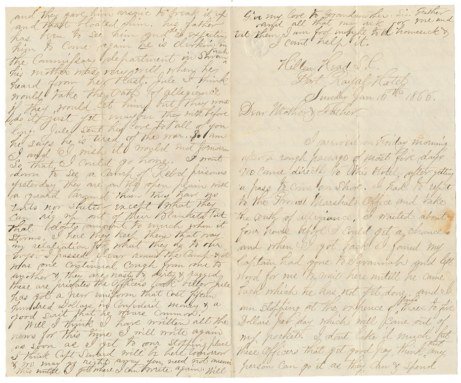 JAN. 1865 UNION ARMY CIVILIAN / COMMISSARY CLERK LETTER—BY AN ...