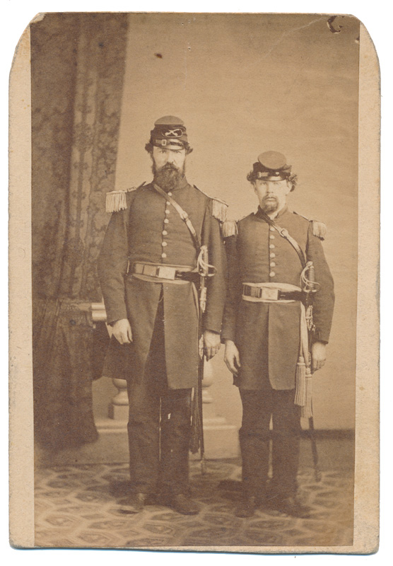 CDV OF TWO UNIDENTIFIED FEDERAL CAVALRY OFFICERS — Horse Soldier