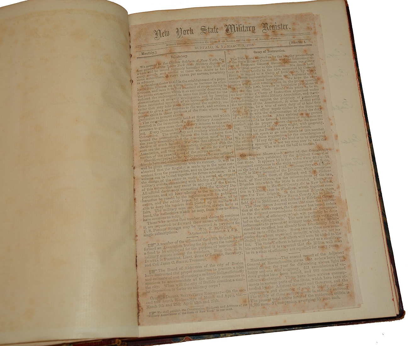 BOUND COPY OF “THE MILITARY GAZETTE” FOR 1861 – WITH PERIOD HANDWRITTEN ...