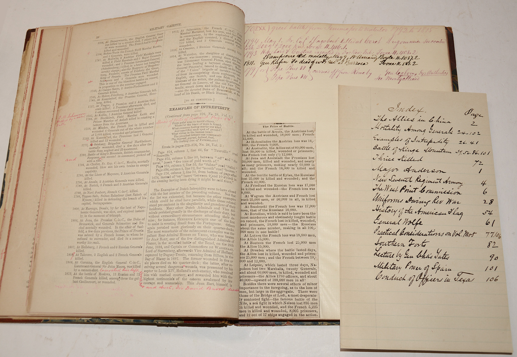 BOUND COPY OF “THE MILITARY GAZETTE” FOR 1861 – WITH PERIOD HANDWRITTEN ...