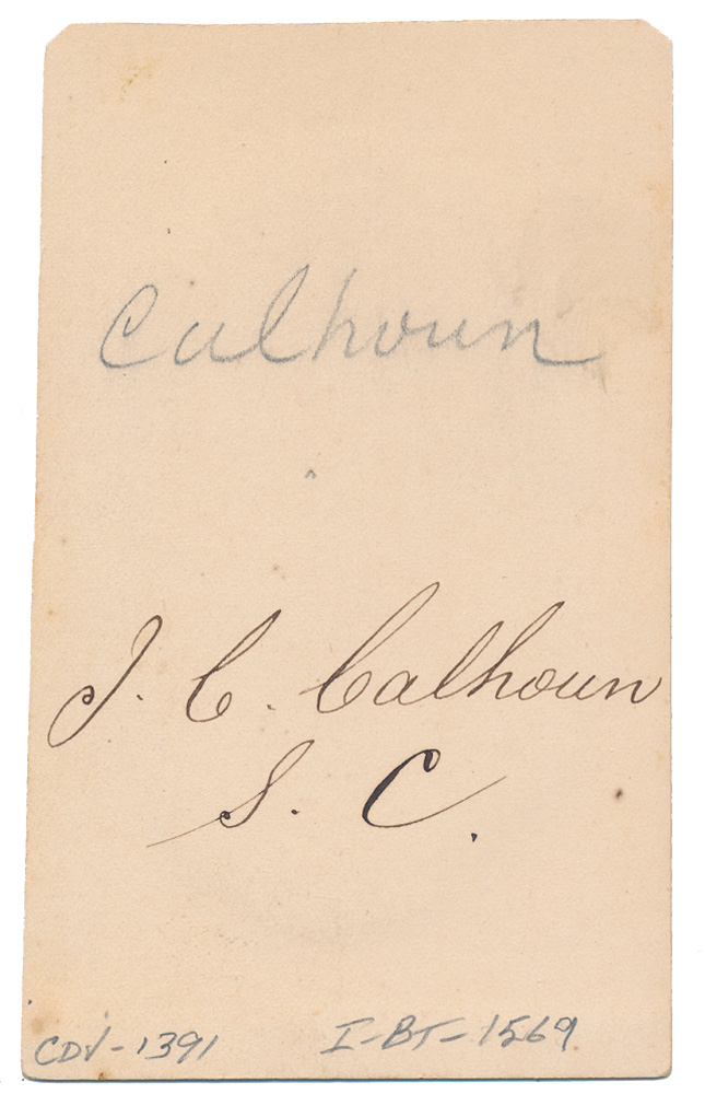 CDV OF JOHN C. CALHOUN — Horse Soldier