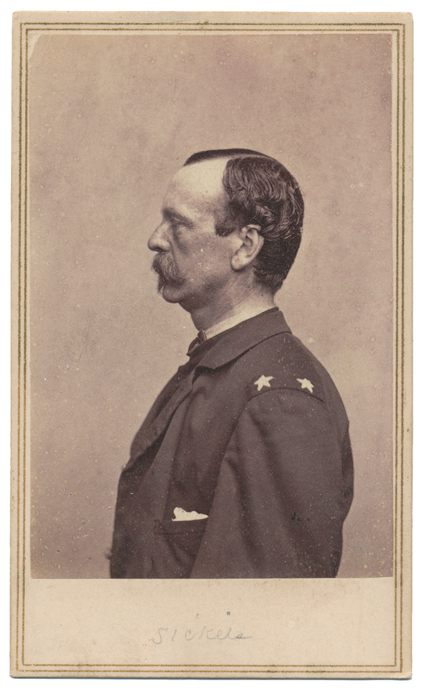 CDV OF MAJOR GENERAL DAN SICKLES - UNUSUAL POSE — Horse Soldier