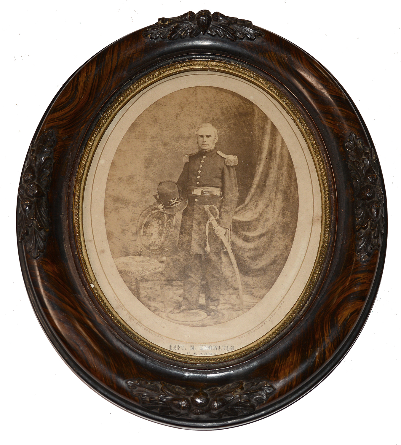 FRAMED ALBUMEN PHOTO OF CAPTAIN MINOR KNOWLTON, 1ST U.S. ARTILLERY ...