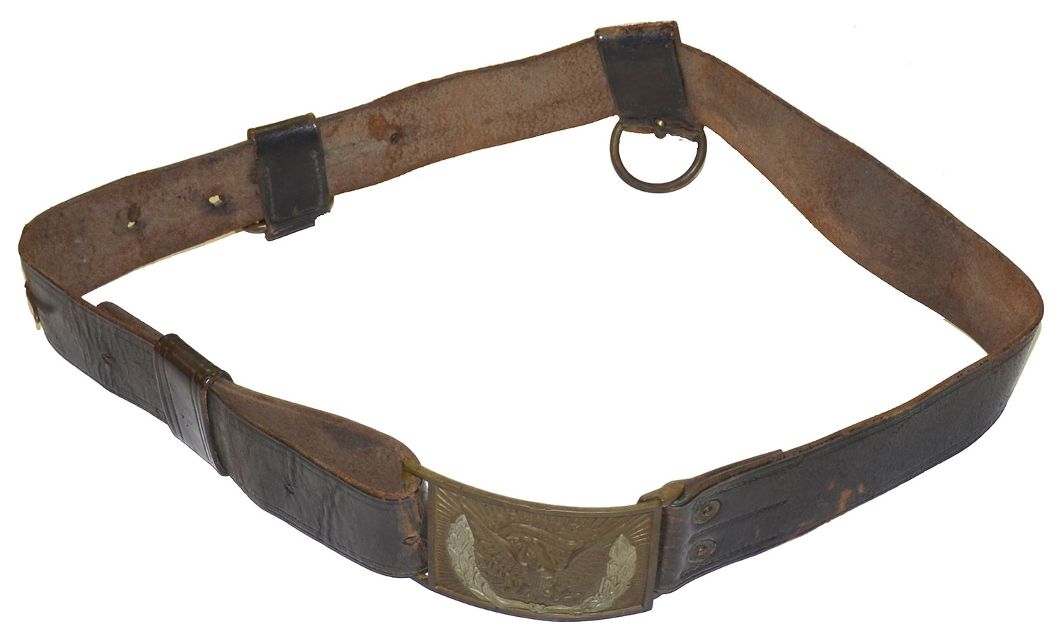 ORIGINAL 1851 PATTERN NCO BELT PLATE WITH ON A LEATHER WAIST BELT ...