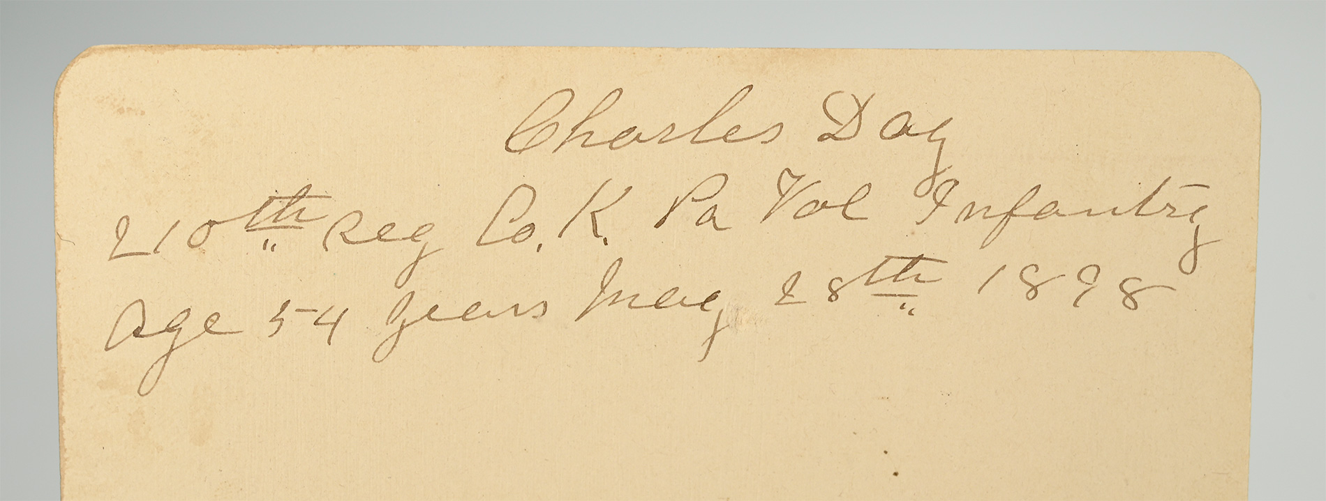 CHARLES DAY Co. K 210th PV WEARING HIS MEDAL OF HONOR — Horse Soldier