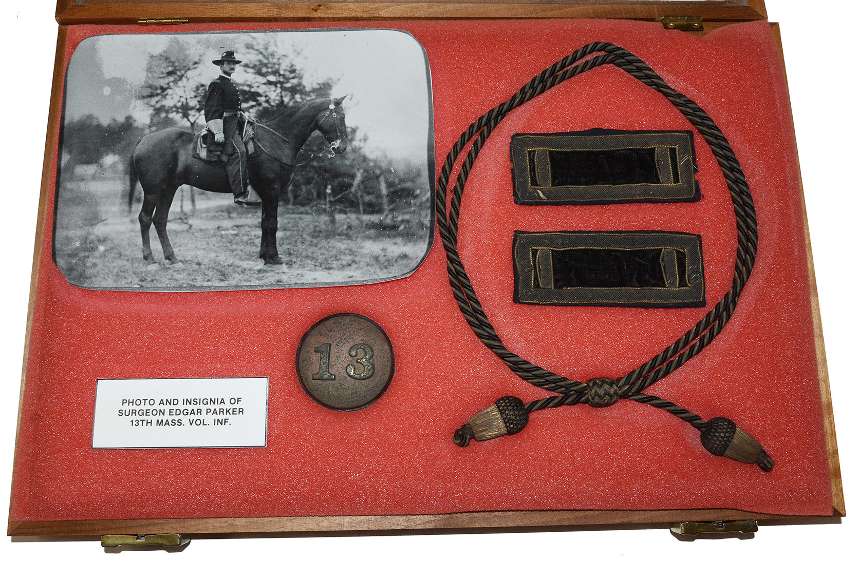 SHOULDER STRAPS, HAT CORD, AND 13th REGIMENT BRIDLE ROSETTE OF ASST ...
