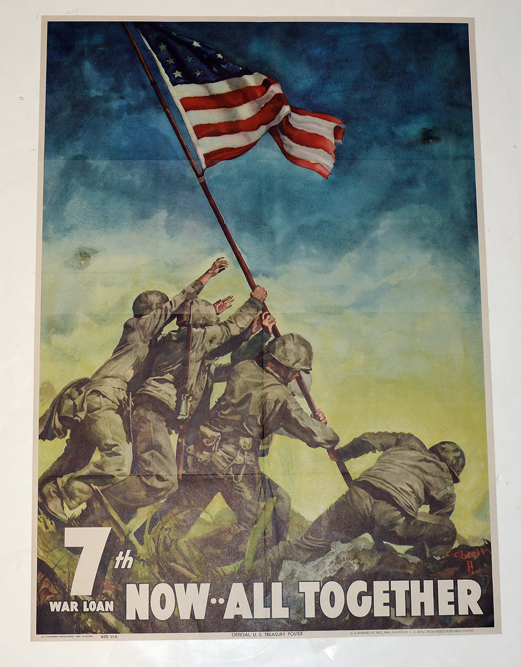US WORLD WAR TWO IWO JIMA FLAG RAISING 7TH WAR LOAN POSTER — Horse Soldier