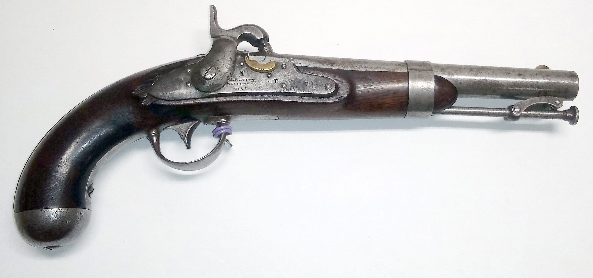 1843 DATED U.S. 1836 PATTERN PISTOL BY ASA WATERS WITH PERCUSSION ...