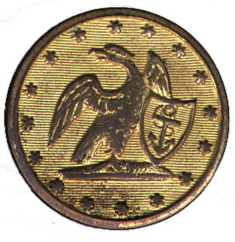 FINE CONDITION, NAVAL ONE-PIECE BRASS BUTTON — Horse Soldier