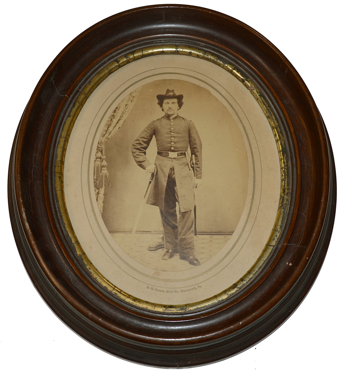 FRAMED OVAL ALBUMEN OF 88TH PENNSYLVANIA OFFICER ANDREW J. WAMSLEY ...