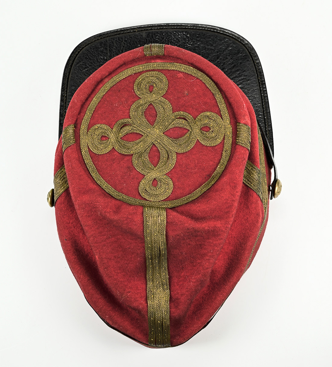LOW-CROWN RED CHASSEUR-STYLE OFFICER’S KEPI WITH GOLD BRAID — Horse Soldier