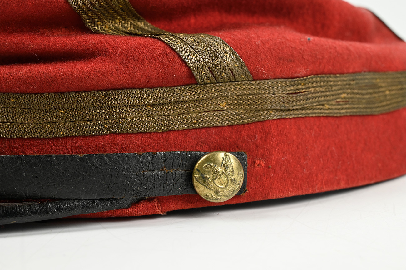 LOW-CROWN RED CHASSEUR-STYLE OFFICER’S KEPI WITH GOLD BRAID — Horse Soldier