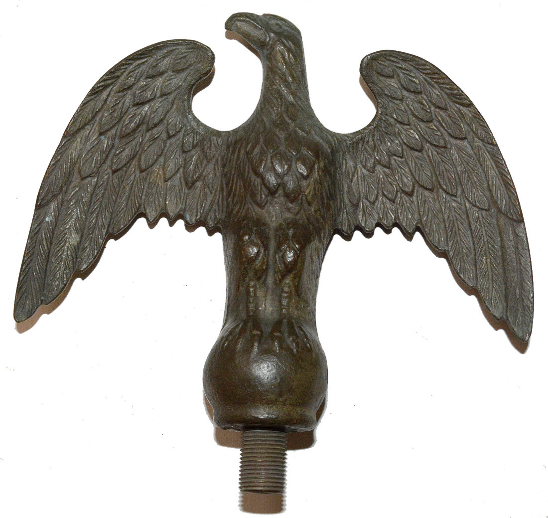 HEAVY BRASS 19TH CENTURY SPREAD-WINGED EAGLE FLAG POLE FINIAL — Horse ...