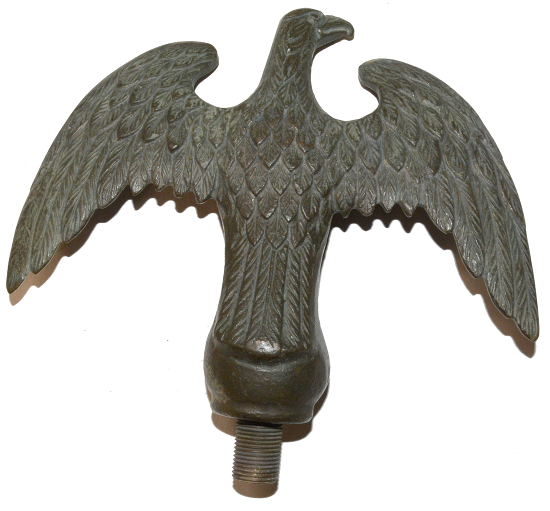 HEAVY BRASS 19TH CENTURY SPREAD-WINGED EAGLE FLAG POLE FINIAL — Horse ...