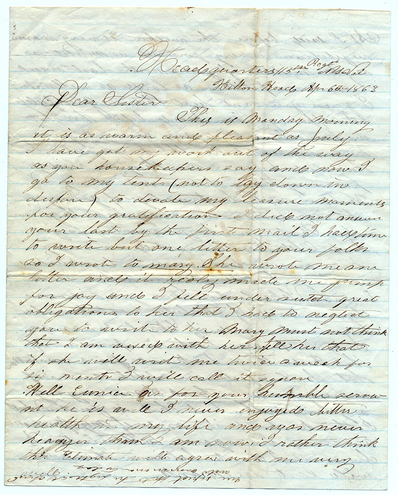 1863 UNION SOLDIER LETTER - PRIVATE EZRA W. DRAKE, CO. “F,” 115th NEW ...