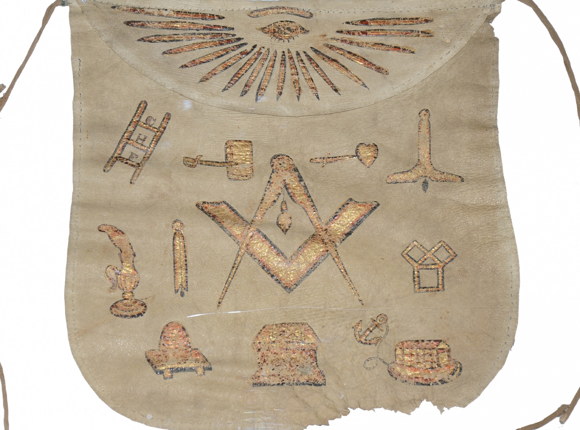 HAND-PAINTED MASONIC APRON, CIRCA 1790-1810 — Horse Soldier