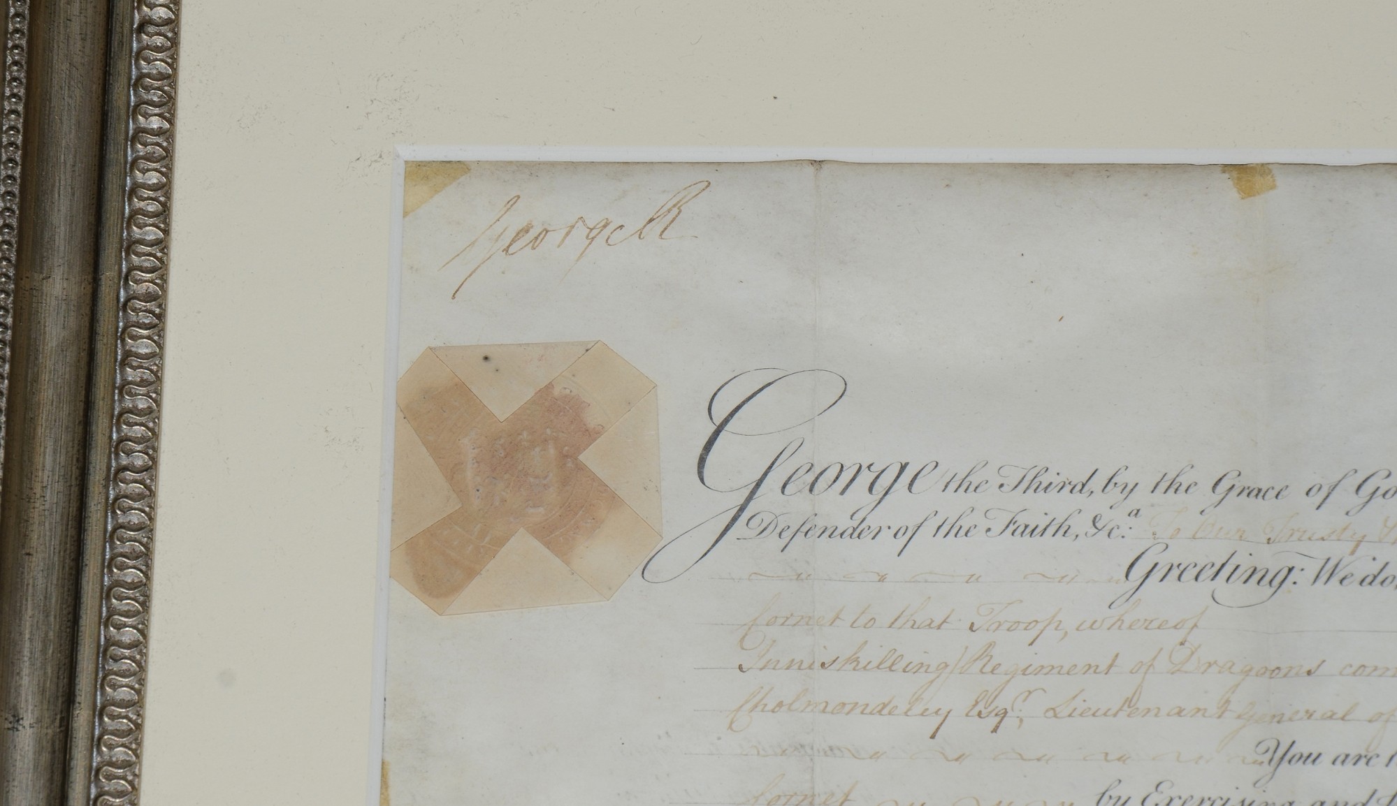 1761 COMMISSION SIGNED BY KING GEORGE III AND WILLIAM PITT — Horse Soldier