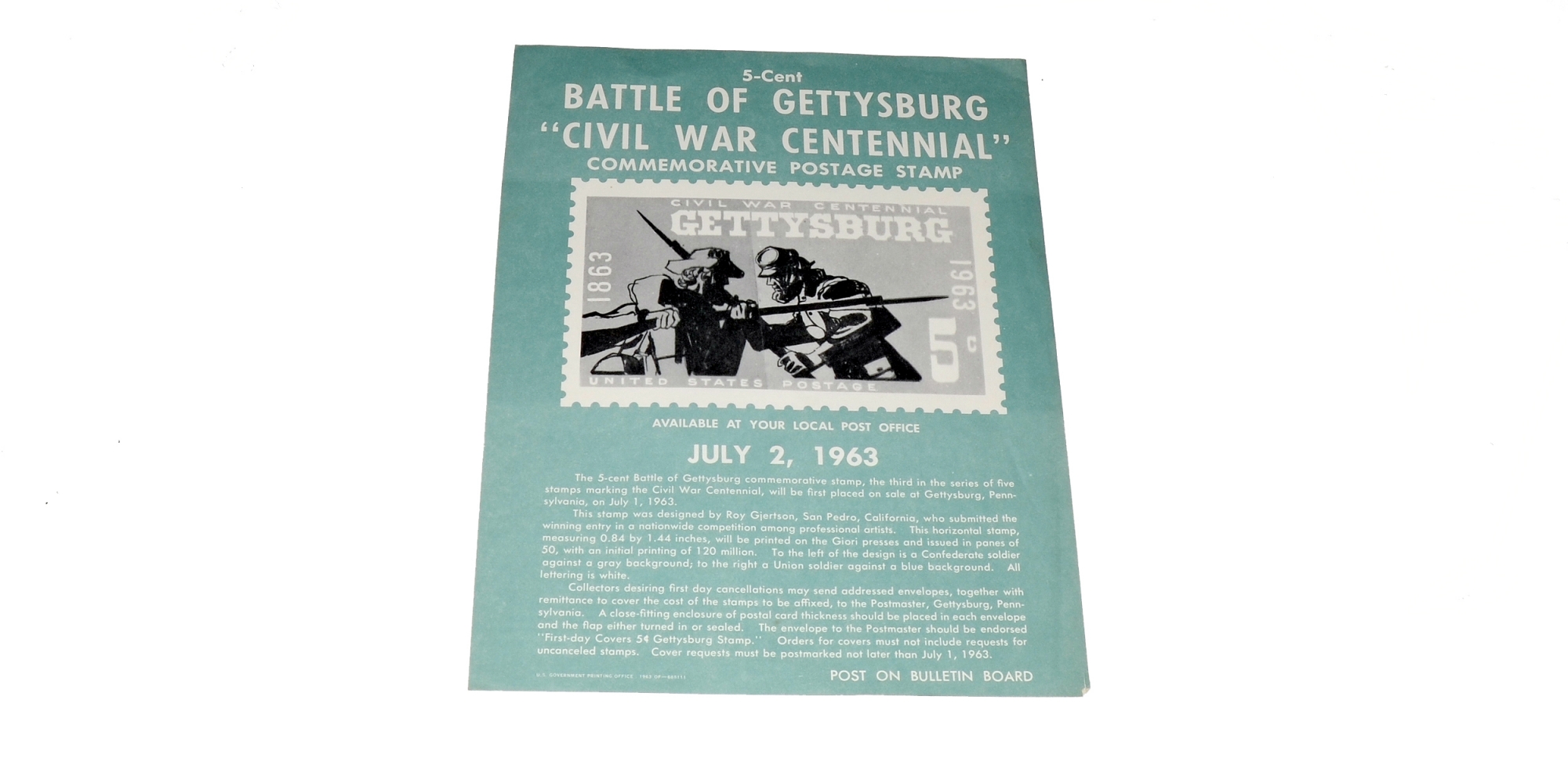 ADVERTISEMENT FOR GETTYSBURG CENTENNIAL STAMP — Horse Soldier