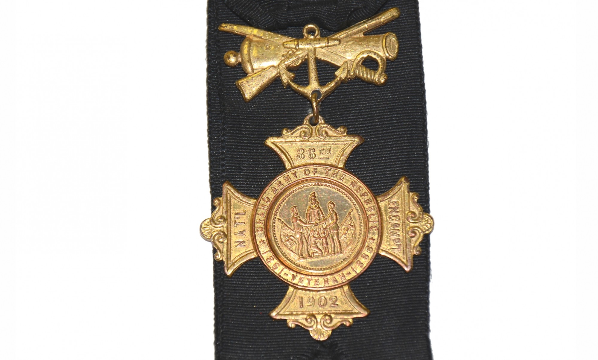 36TH ANNUAL NATIONAL ENCAMPMENT OF THE GAR CHAPLAIN'S WATCH FOB – 1902 ...