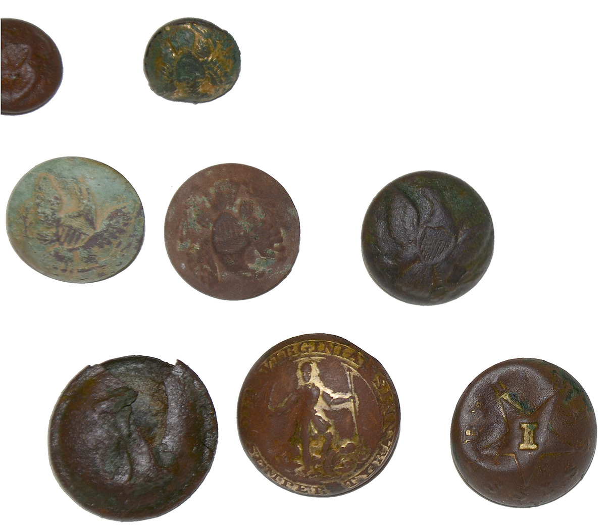 COLLECTION OF DUG UNION AND CONFEDERATE BUTTONS - MISSISSIPPI “I ...