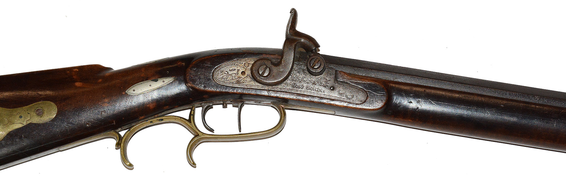 PERCUSSION FULL STOCK PENNSYLVANIA/KENTUCKY RIFLE WITH PIERCED PATCH ...