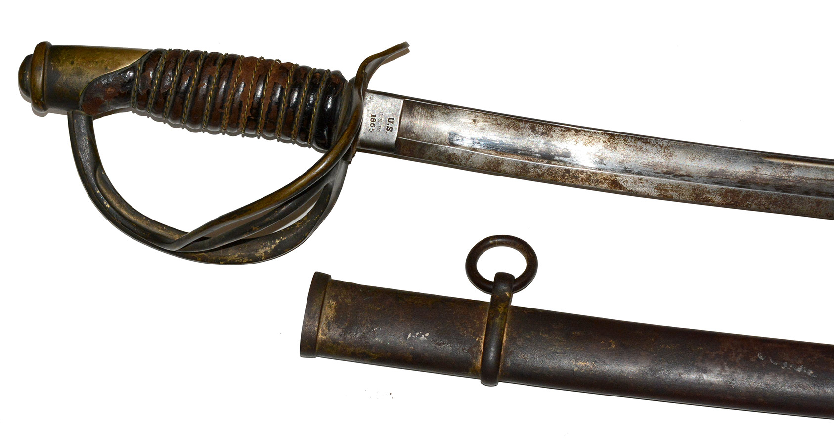 M1860 CAVALRY SABER & SCABBARD BY MANSFIELD & LAMB, DATED 1865 — Horse ...