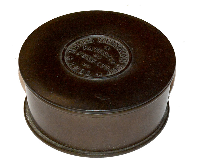 NILES PATENT 1860 HARD RUBBER COLLAPSIBLE CUP WITH LID — Horse Soldier