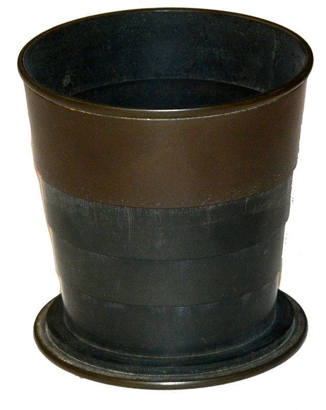 NILES PATENT 1860 HARD RUBBER COLLAPSIBLE CUP WITH LID — Horse Soldier