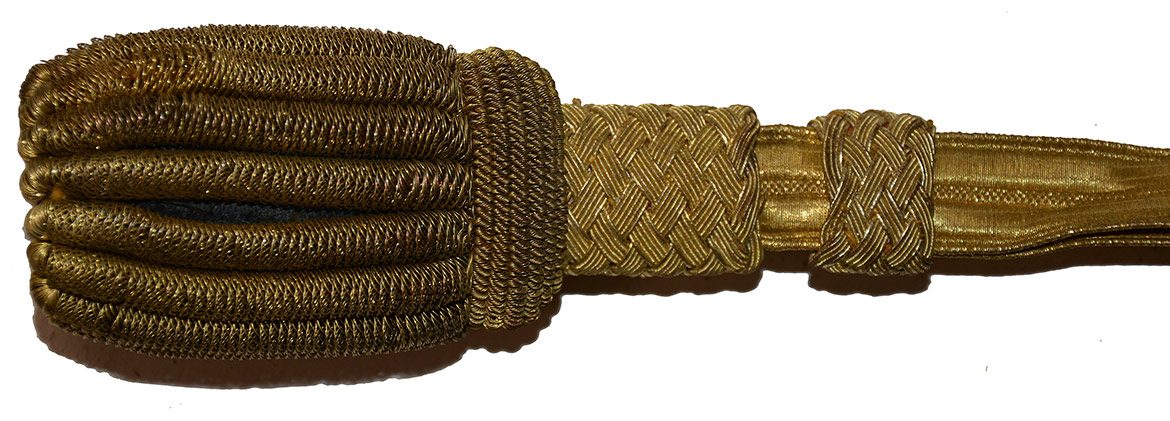 CIVIL WAR, GOLD BULLION RIBBON SWORD KNOT — Horse Soldier