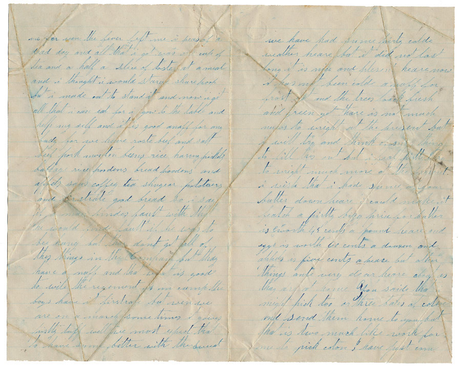 UNION SOLDIER LETTER—PRIVATE KELLEY S. TULLOCK, CO “D”, 115TH NEW YORK ...