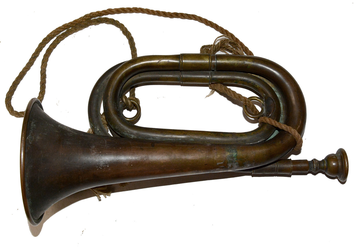VERY NICE PATTERN 1894 BUGLE WITH MAKER MARKED MOUTHPIECE — Horse Soldier