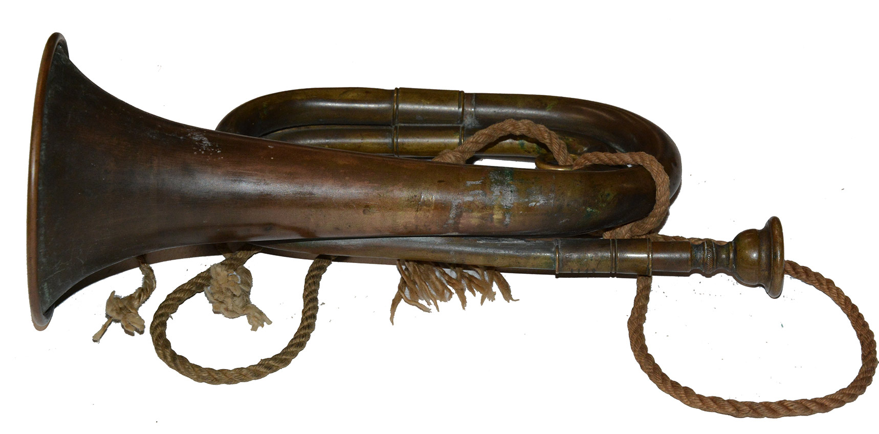 VERY NICE PATTERN 1894 BUGLE WITH MAKER MARKED MOUTHPIECE — Horse Soldier