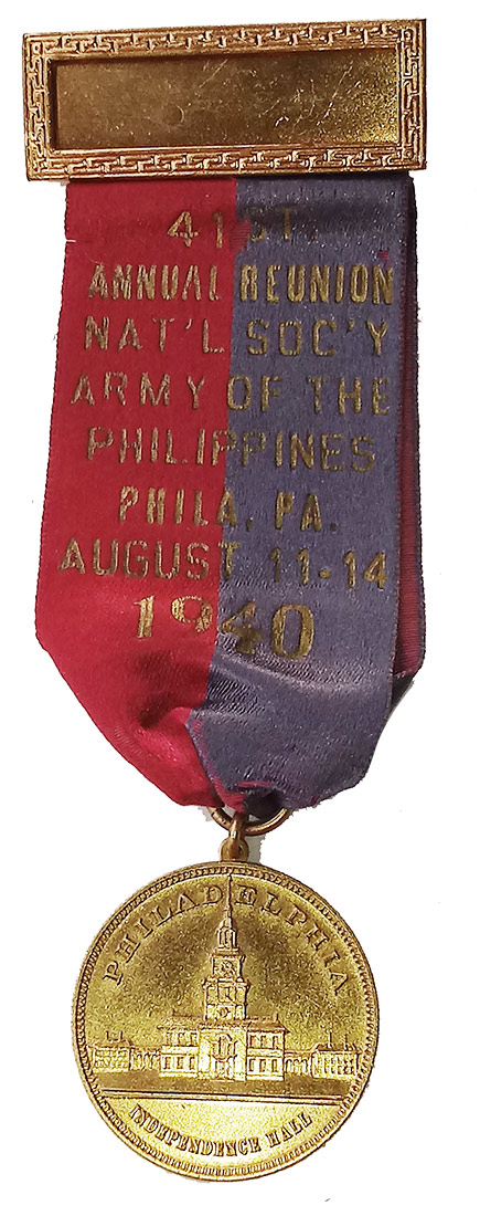 SPANISH AMERICAN WAR REUNION RIBBON FOR THE ARMY OF THE PHILIPPINES ...