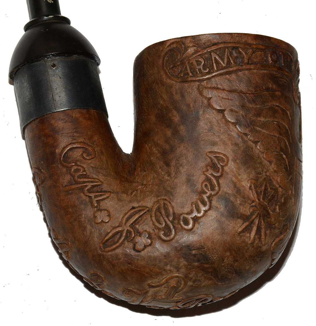 BEAUTIFUL CARVED WOODEN PIPE IDENTIFIED TO CAPTAIN JAMES POWERS OF CO ...