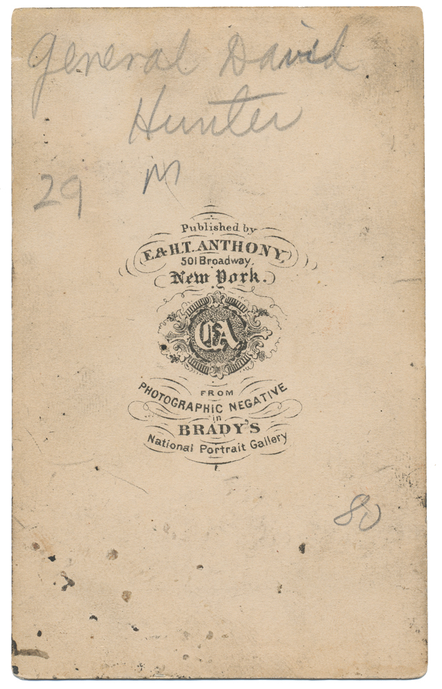 CDV OF U.S. GENERAL DAVID HUNTER — Horse Soldier