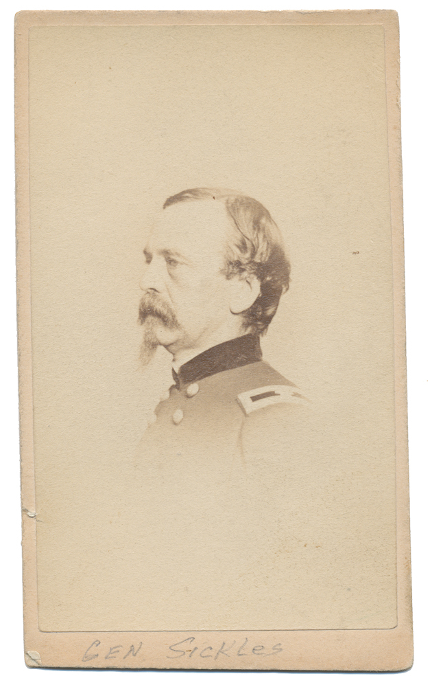 CDV OF FEDERAL GENERAL DANIEL SICKLES — Horse Soldier