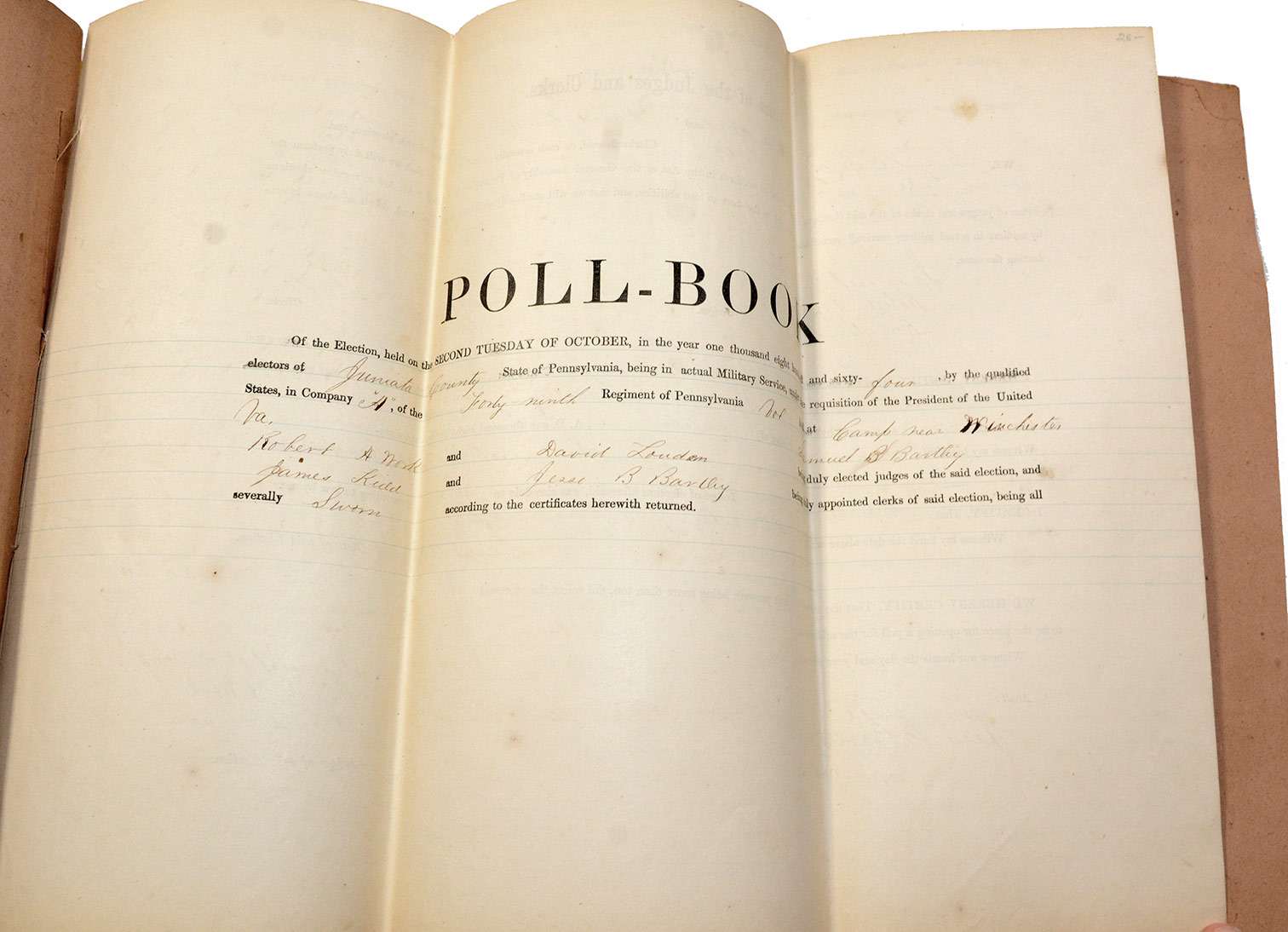 POLL BOOK FOR OCTOBER ELECTION [1864], COMPANY A, 49TH PENNSYLVANIA ...