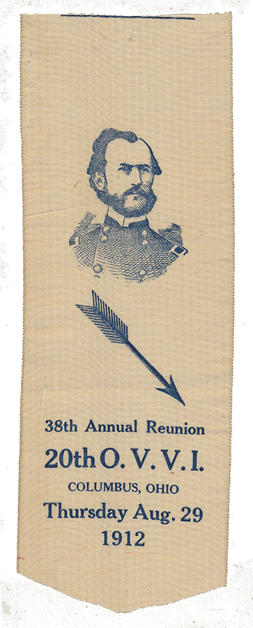 1912 REUNION RIBBON - 20TH OHIO VETERAN VOLUNTEER INFANTRY — Horse Soldier
