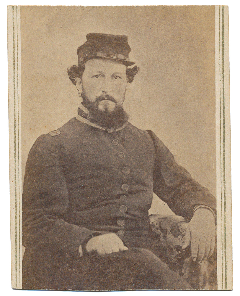 CDV OF UNIDENTIFIED CONFEDERATE CAPTAIN, MACON BACKMARK — Horse Soldier