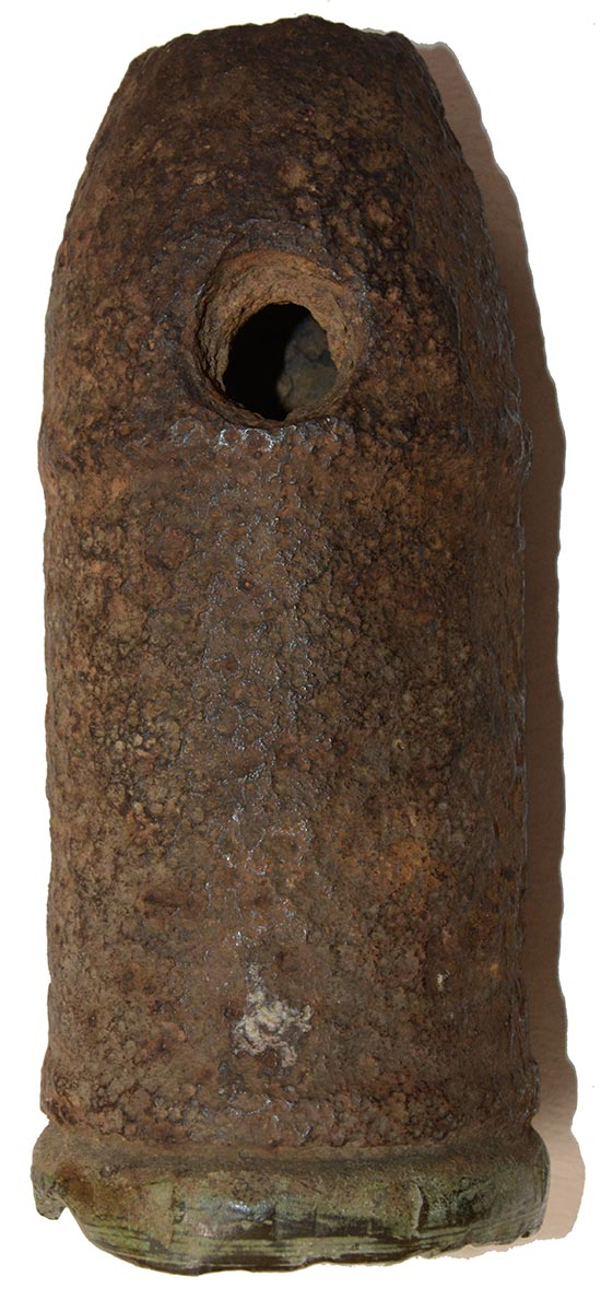 FIRED CONFEDERATE 3-INCH READ SHELL, SIDE LOADER — Horse Soldier
