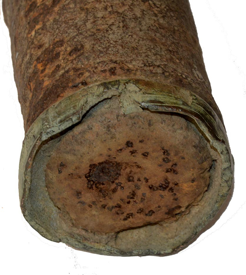 FIRED CONFEDERATE 3-INCH READ SHELL, SIDE LOADER — Horse Soldier