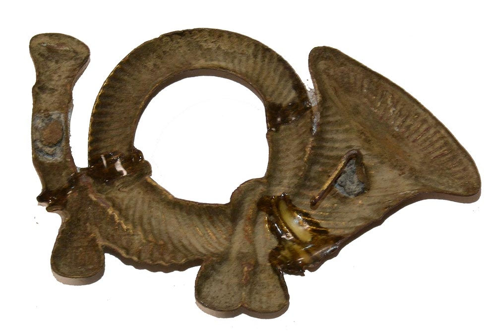 DUG STAMPED BRASS FALSE EMBROIDERED INFANTRY HUNTING HORN INSIGNIA ...