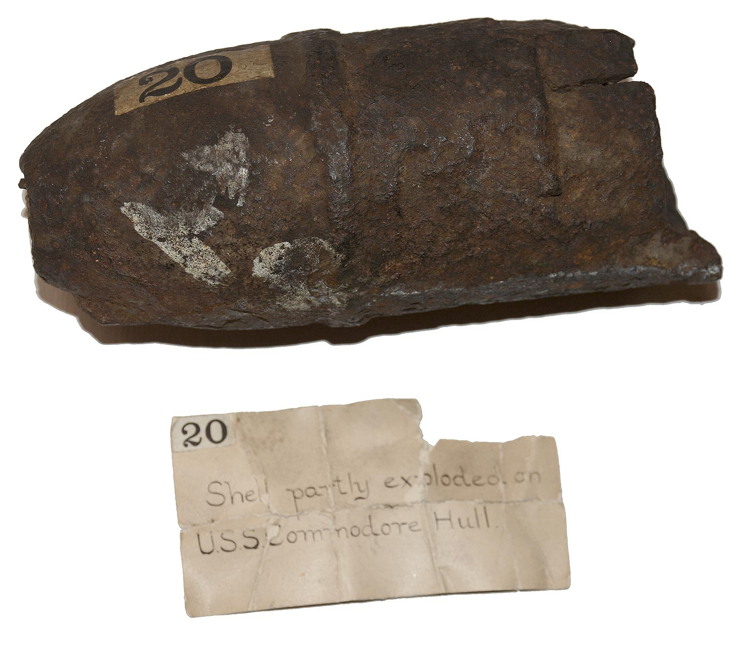 EXPLODED CONFEDERATE 3” READ SHELL FIRED INTO THE U.S.S. COMMODORE HULL ...